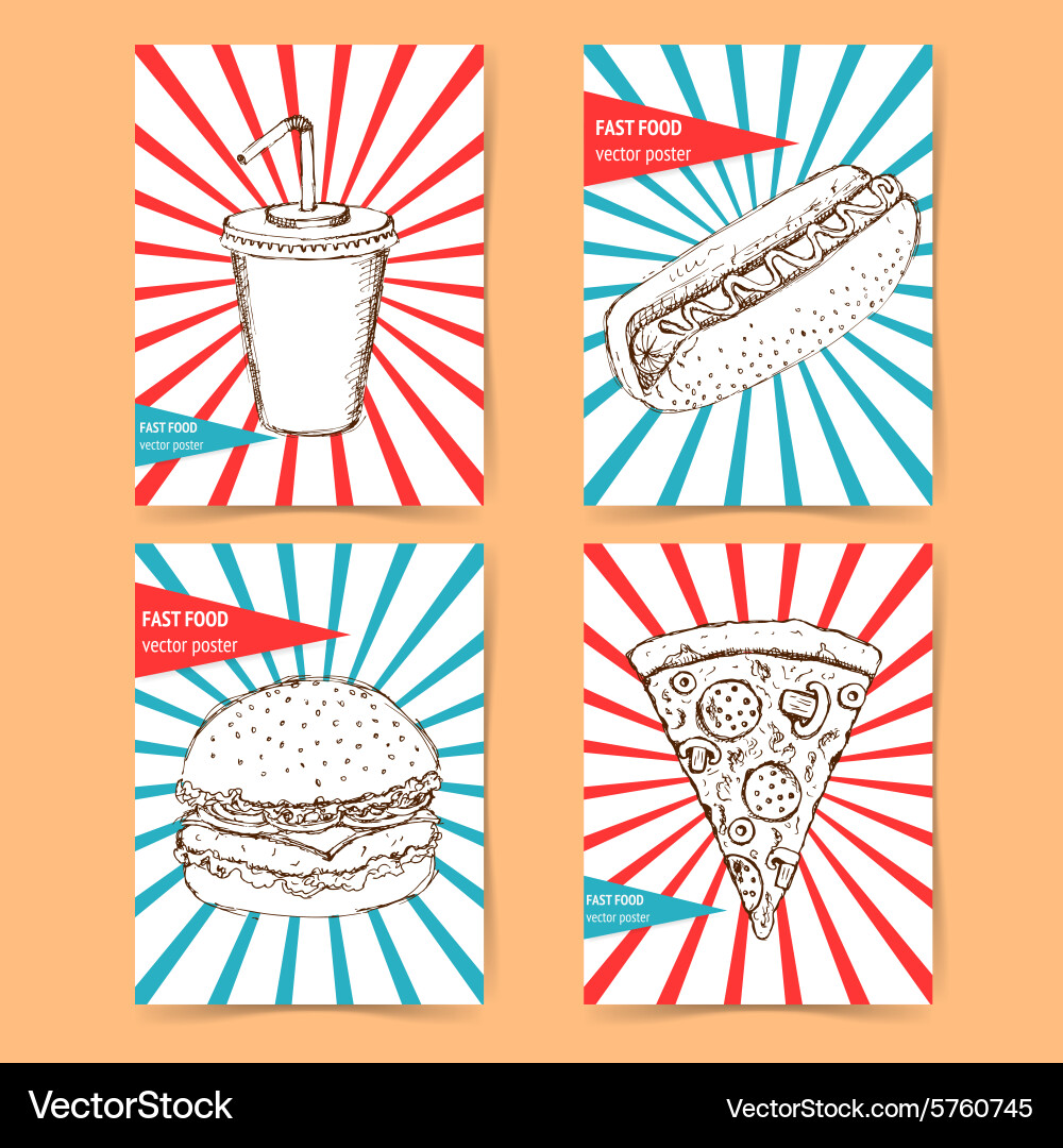 Sketch fast food poster Royalty Free Vector Image