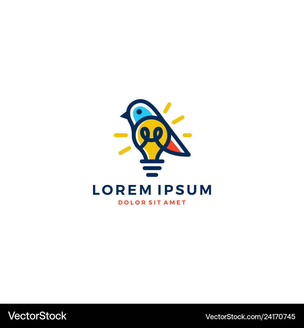 Smart bird lamp bulb idea logo template icon Vector Image
