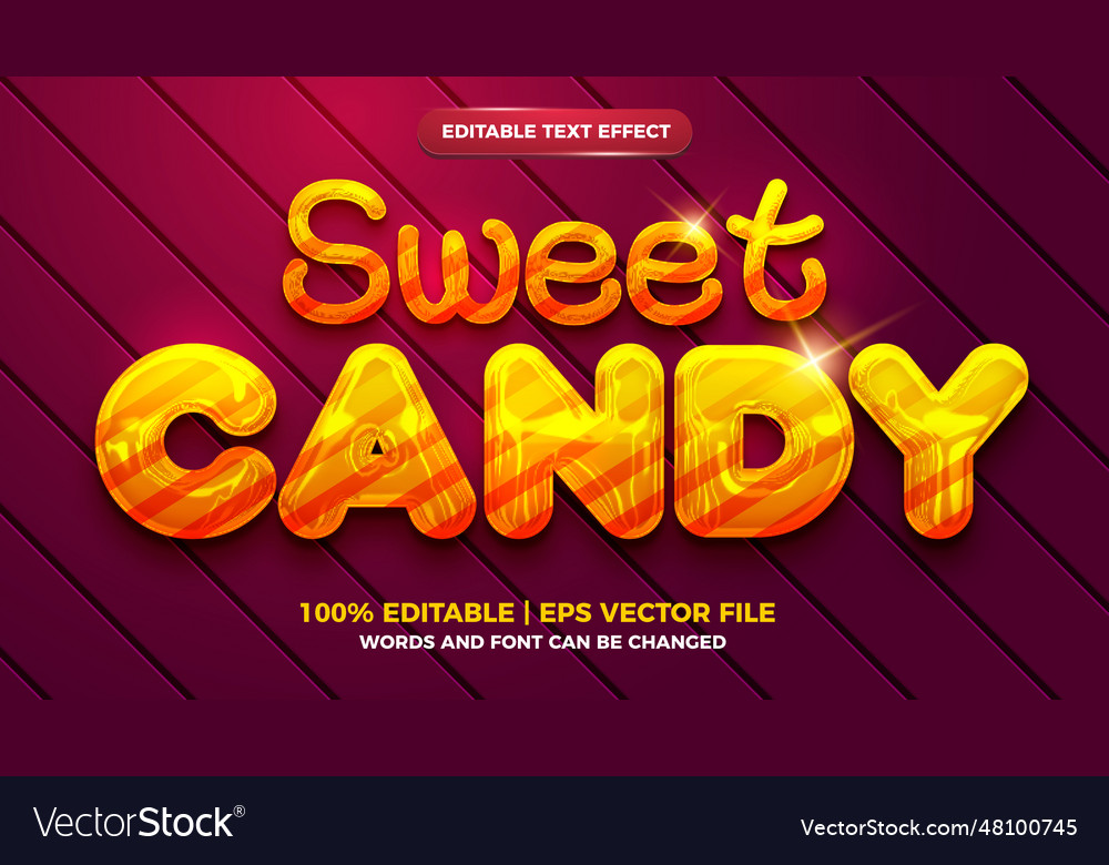 Sweet candy editable text effect 3d liquid Vector Image