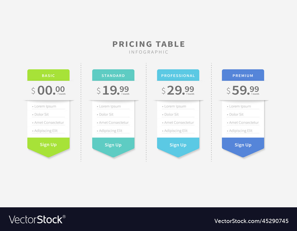 Web pricing table template Royalty Free Vector Image