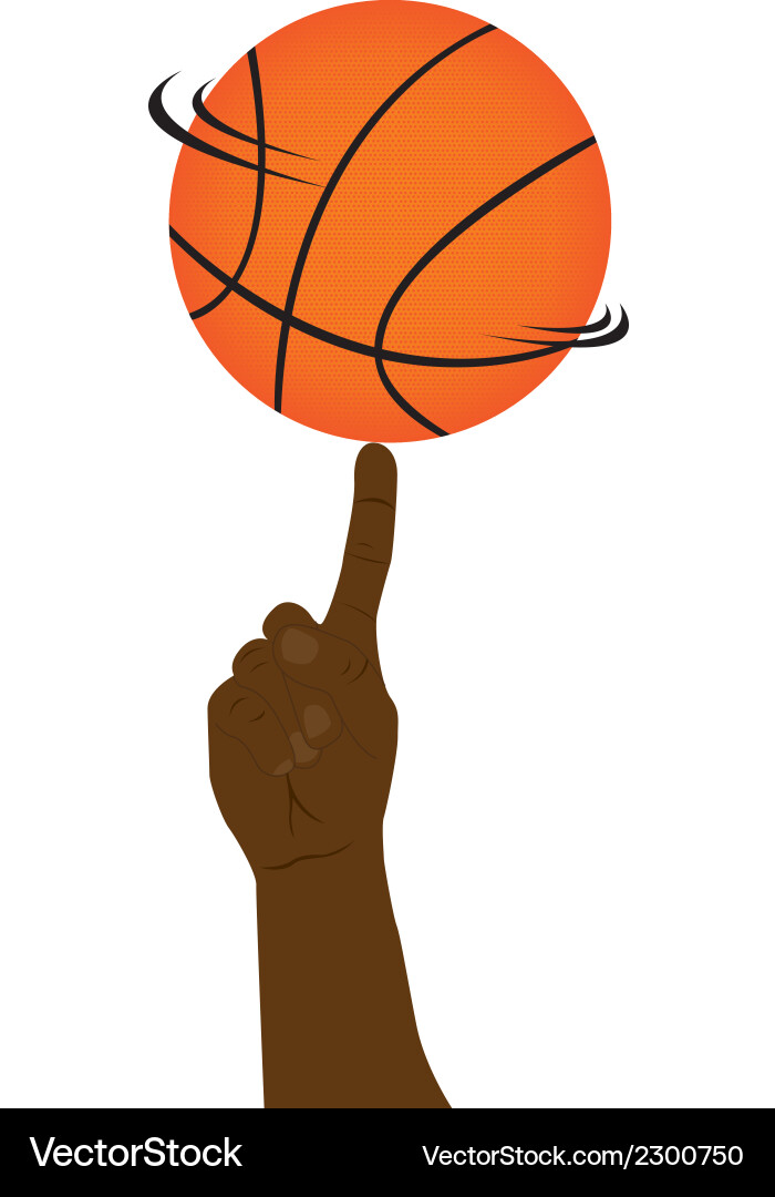 Basketball ball with black hand Royalty Free Vector Image