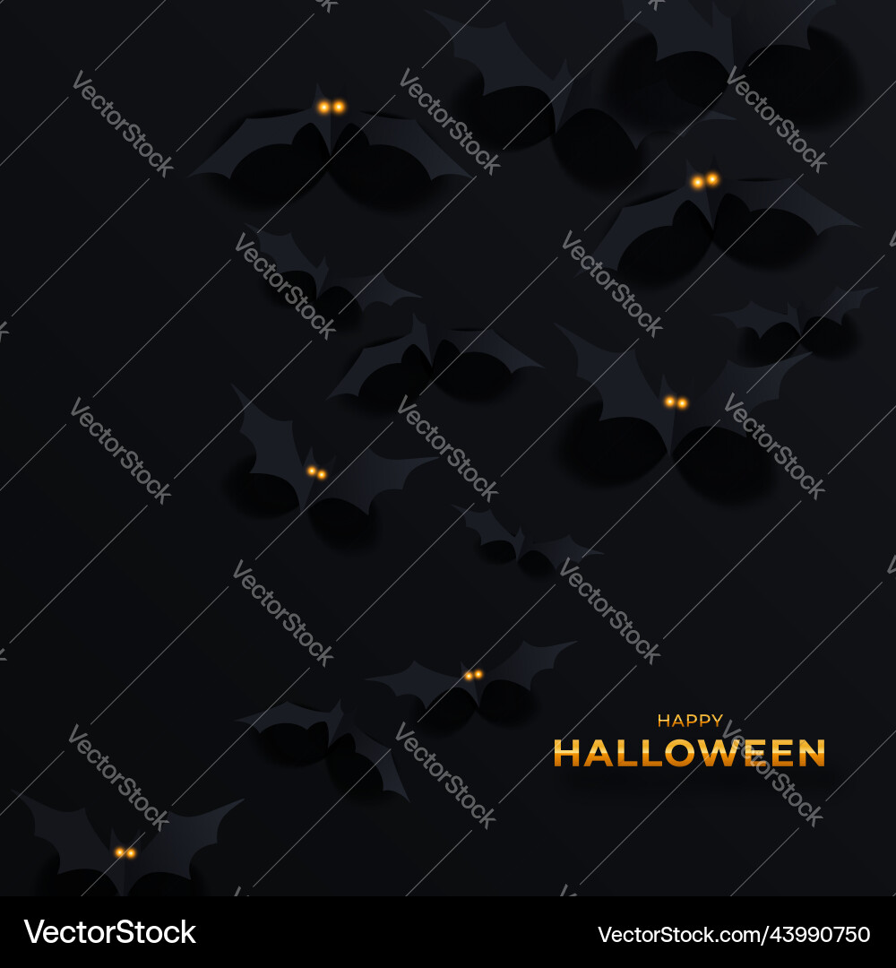 Black bats with glowing eyes on a background Vector Image