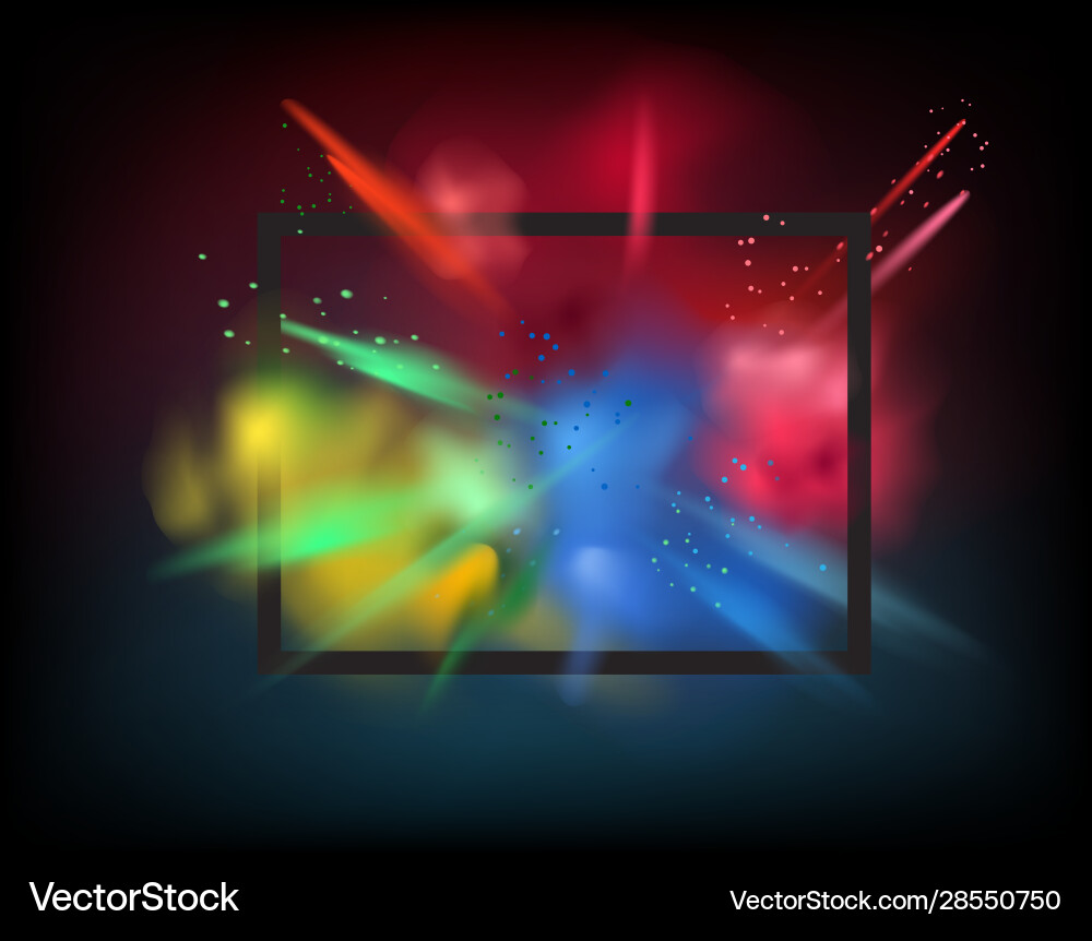 Black frame with color paints powder Royalty Free Vector