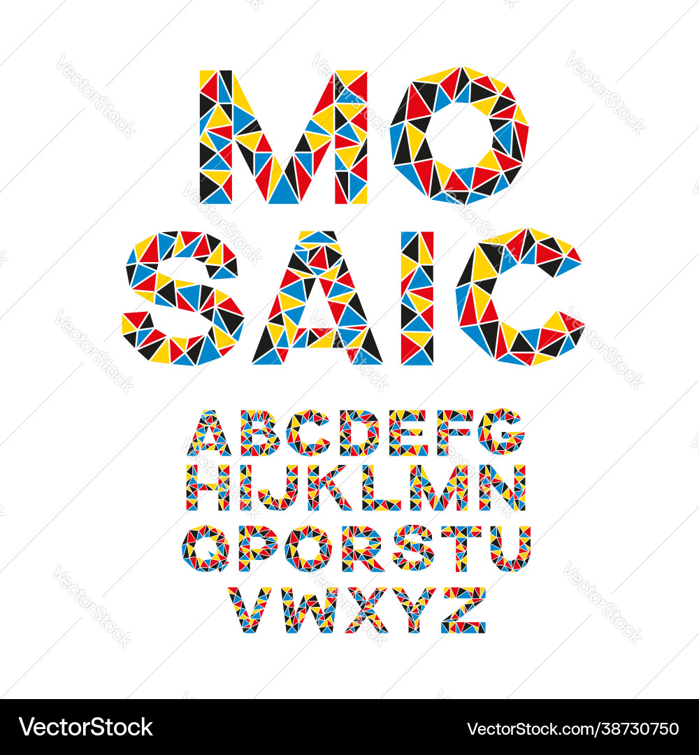 Colorful mosaic font Royalty Free Vector Image