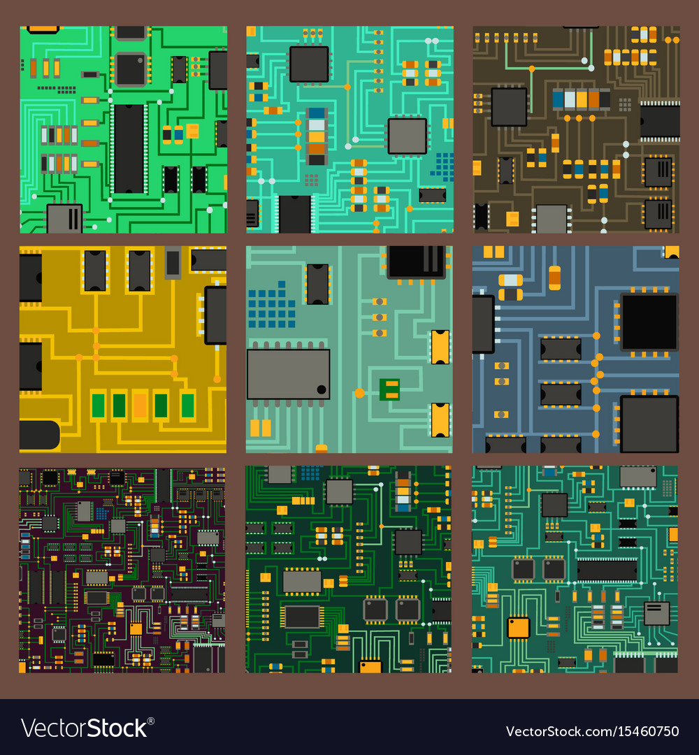 Computer chip technology processor circuit Vector Image