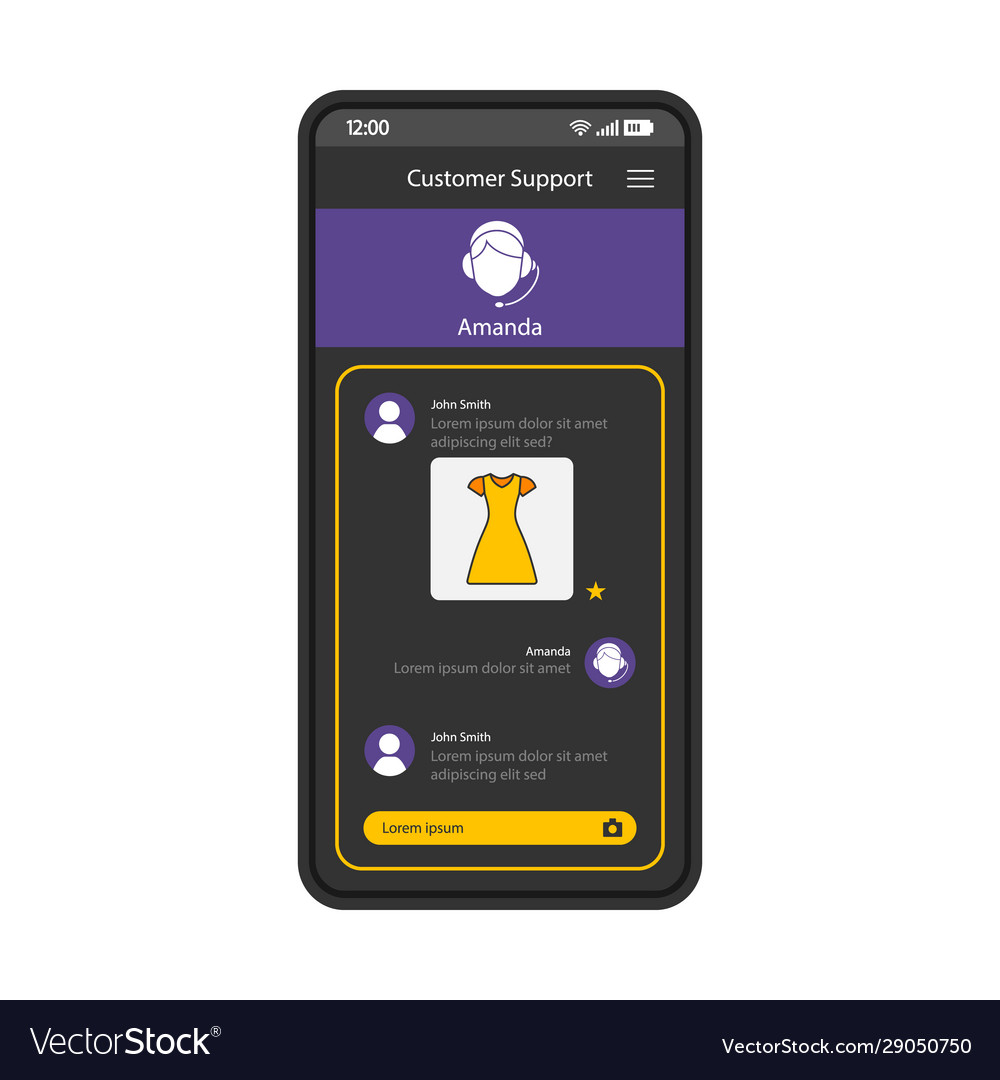 Customer support live chat smartphone interface Vector Image Customer support live chat smartphone interface Vector Image