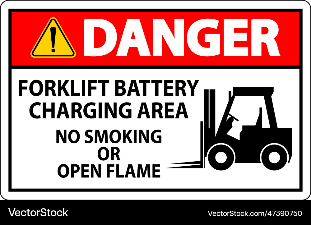 Danger sign forklift battery charging area Vector Image