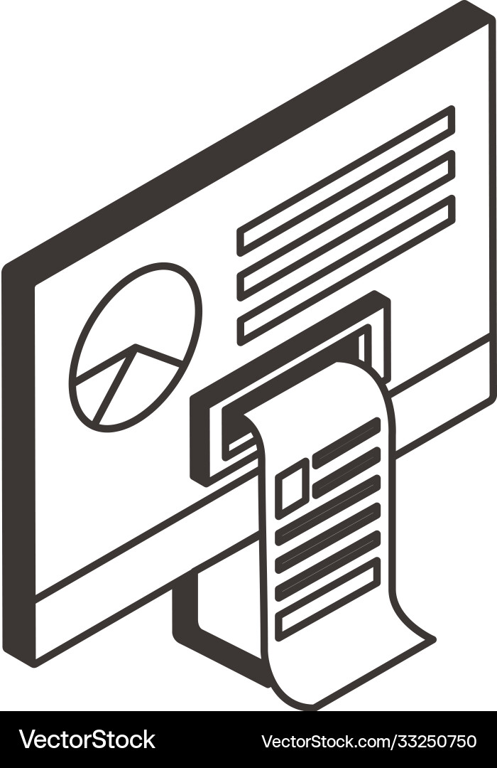 Desktop with paper receipt line style icon Vector Image