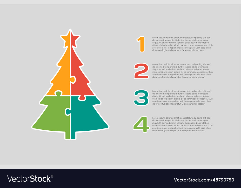 Diagram infographic 4 steps christmas tree puzzle Vector Image