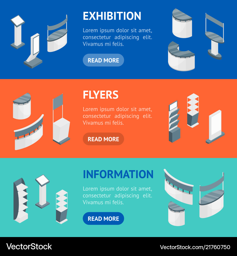 Exhibition stands 3d banner horizontal set Vector Image