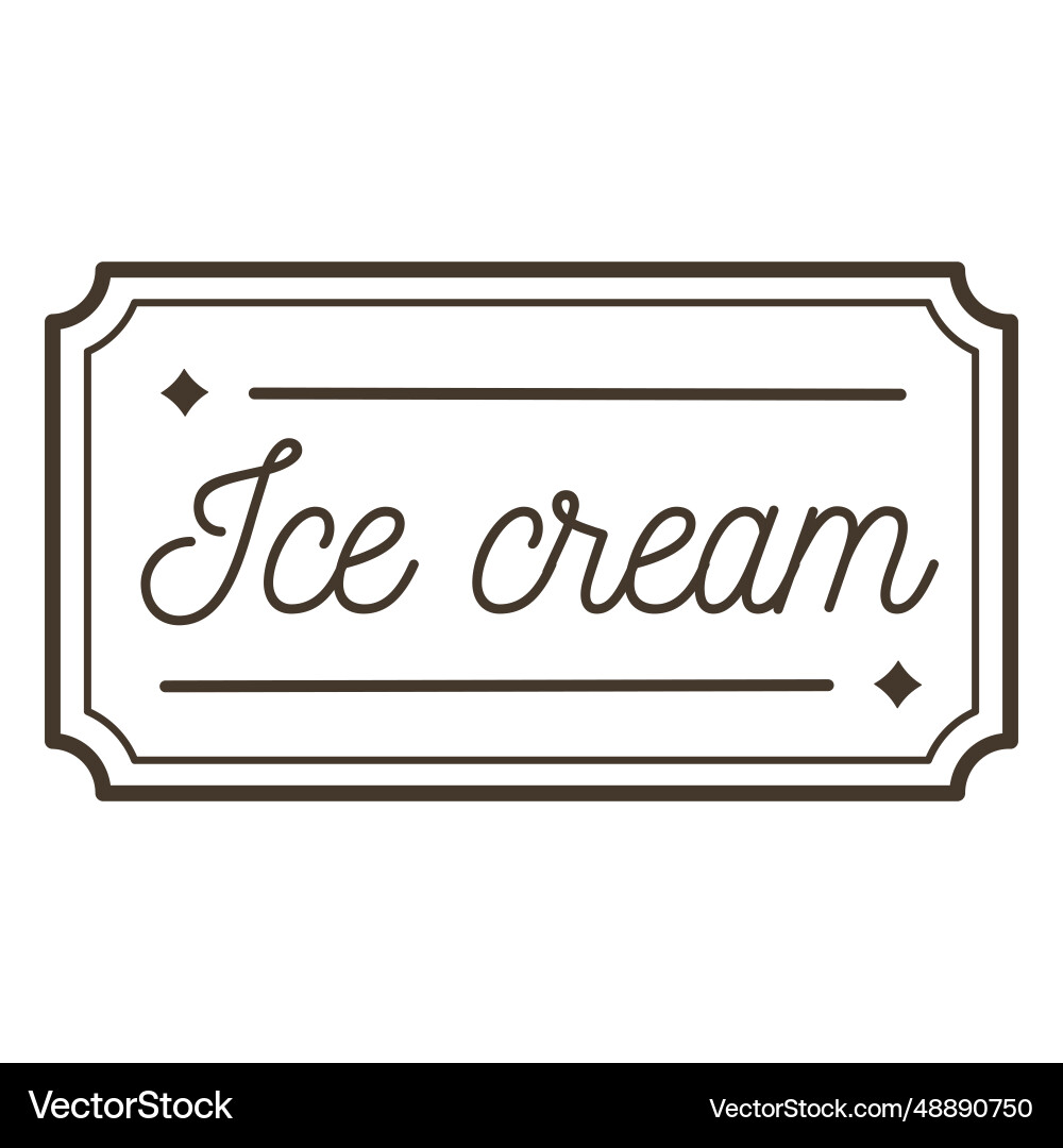 Ice cream text lettering badge stroke Royalty Free Vector