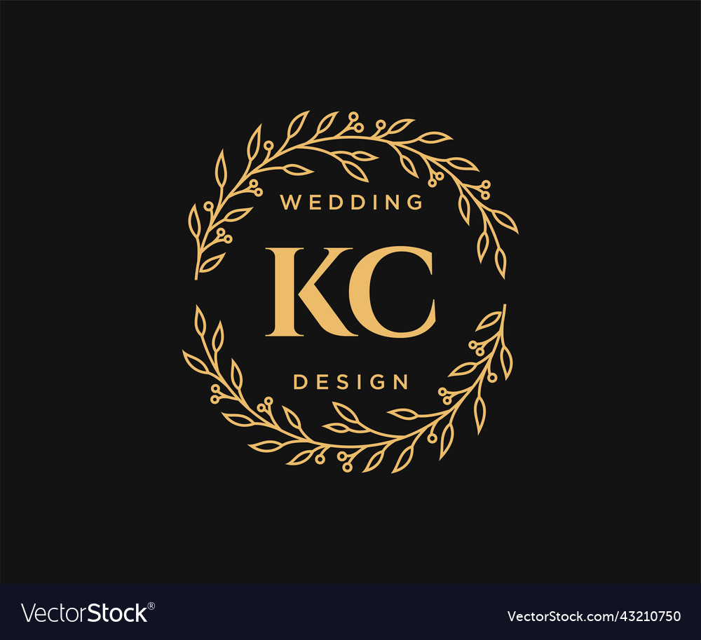 Kc initials letter wedding monogram logos Vector Image