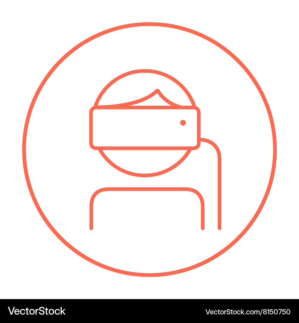 Man wearing virtual reality headset line icon Vector Image