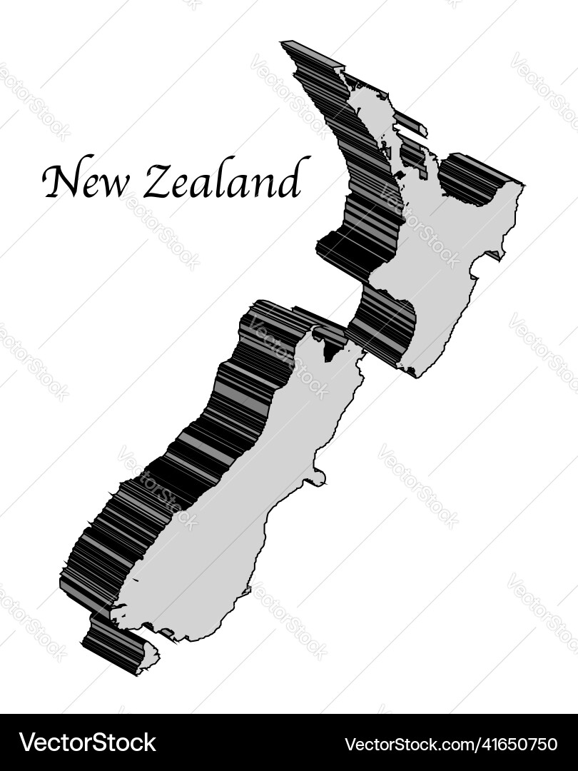 New zealand 3d map Royalty Free Vector Image - VectorStock