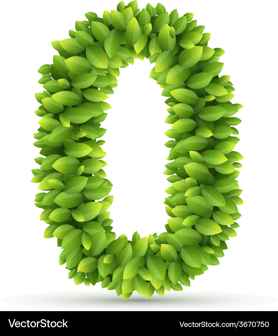 Number alphabet green leaves Royalty Free Vector Image
