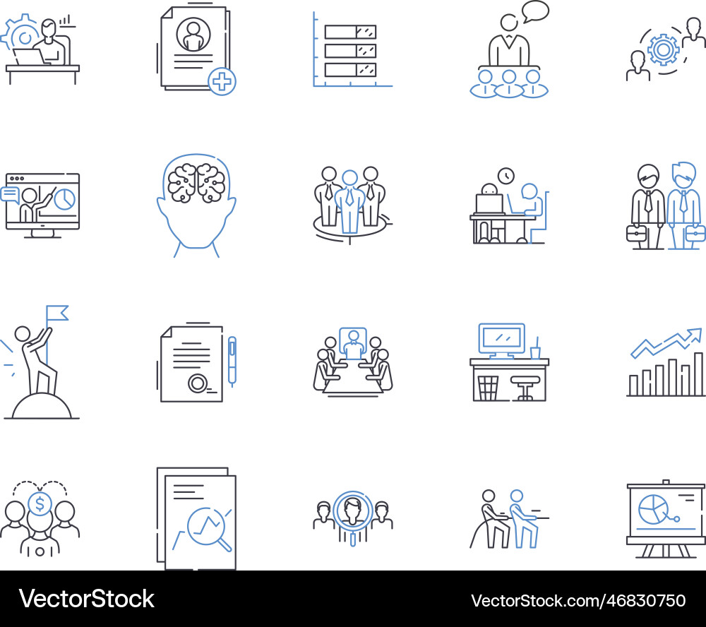 Purchasing team line icons collection procurement Vector Image