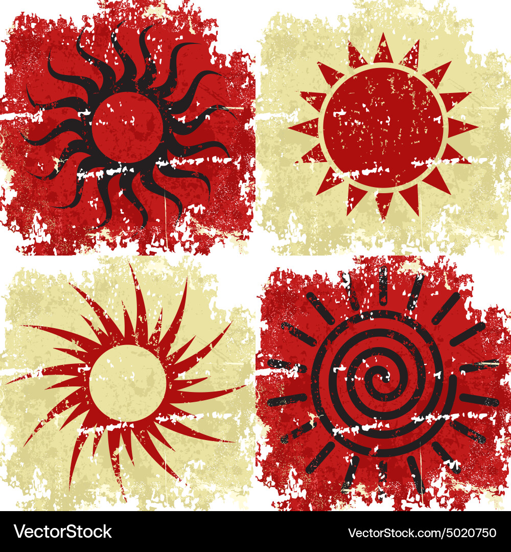 Set of different grunge sun background Royalty Free Vector