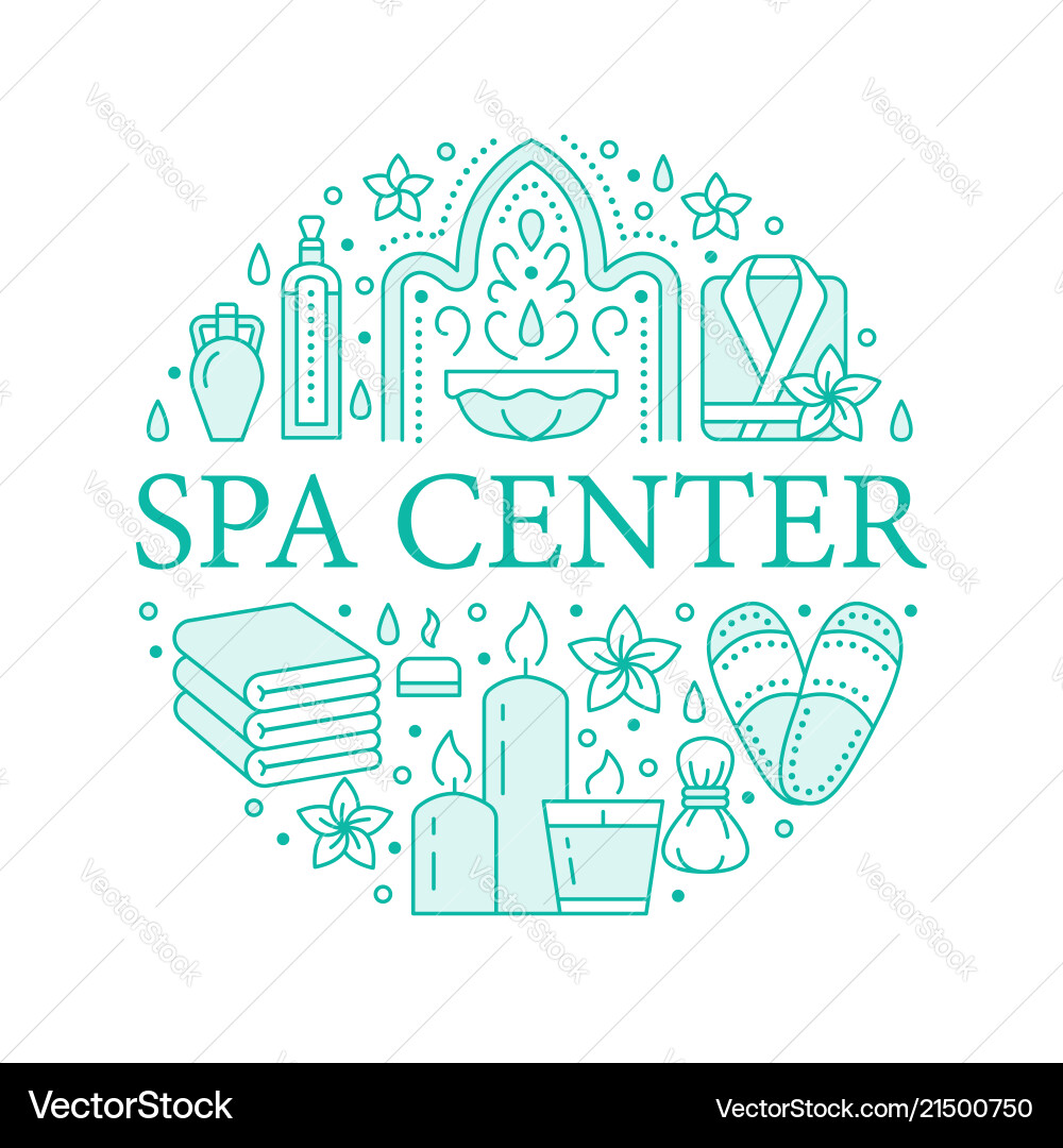 Spa center banner with flat line Royalty Free Vector Image