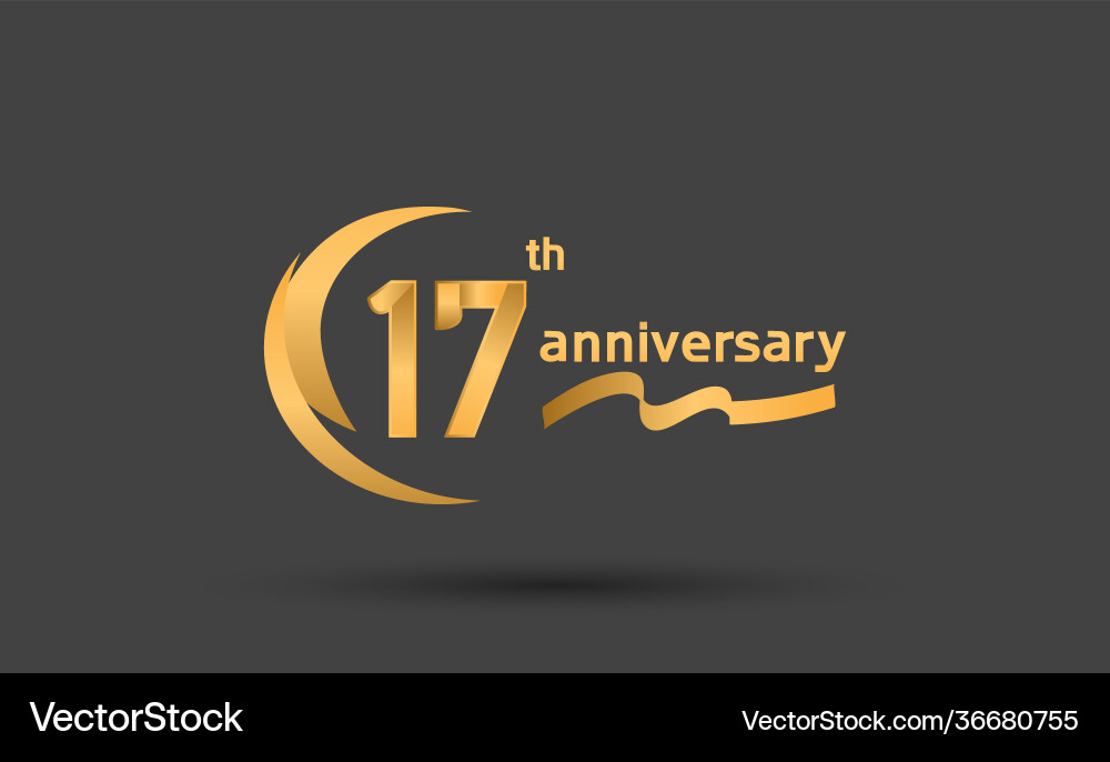 17 years anniversary logotype with double swoosh Vector Image