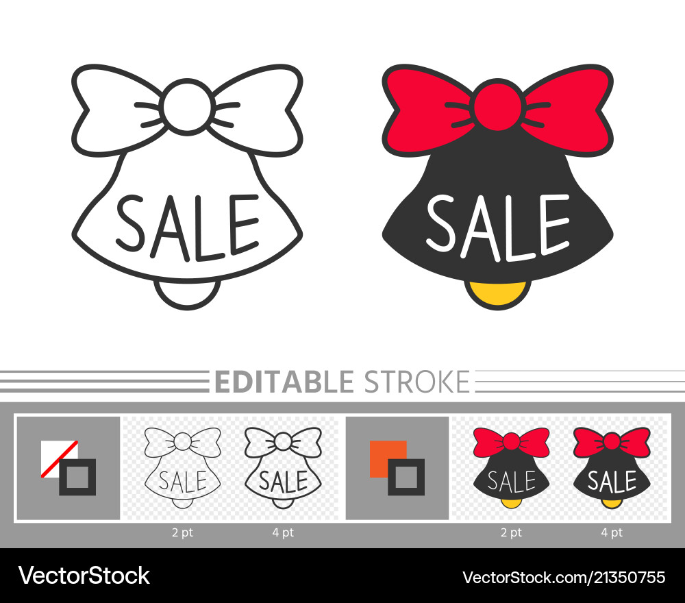 Bell jingle sale ring linear icon editable stroke Vector Image
