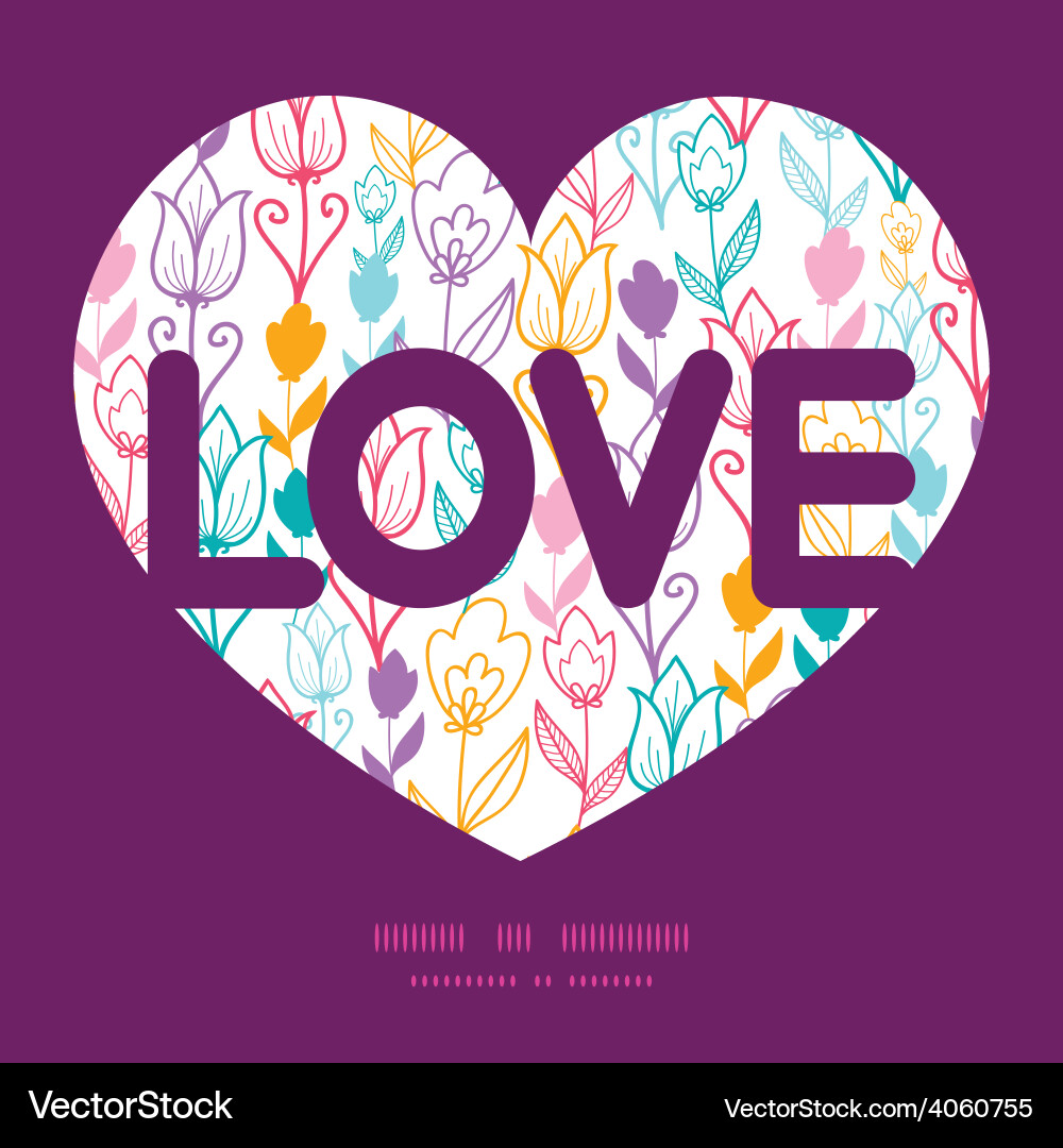 Colorful tulip flowers love text frame Royalty Free Vector