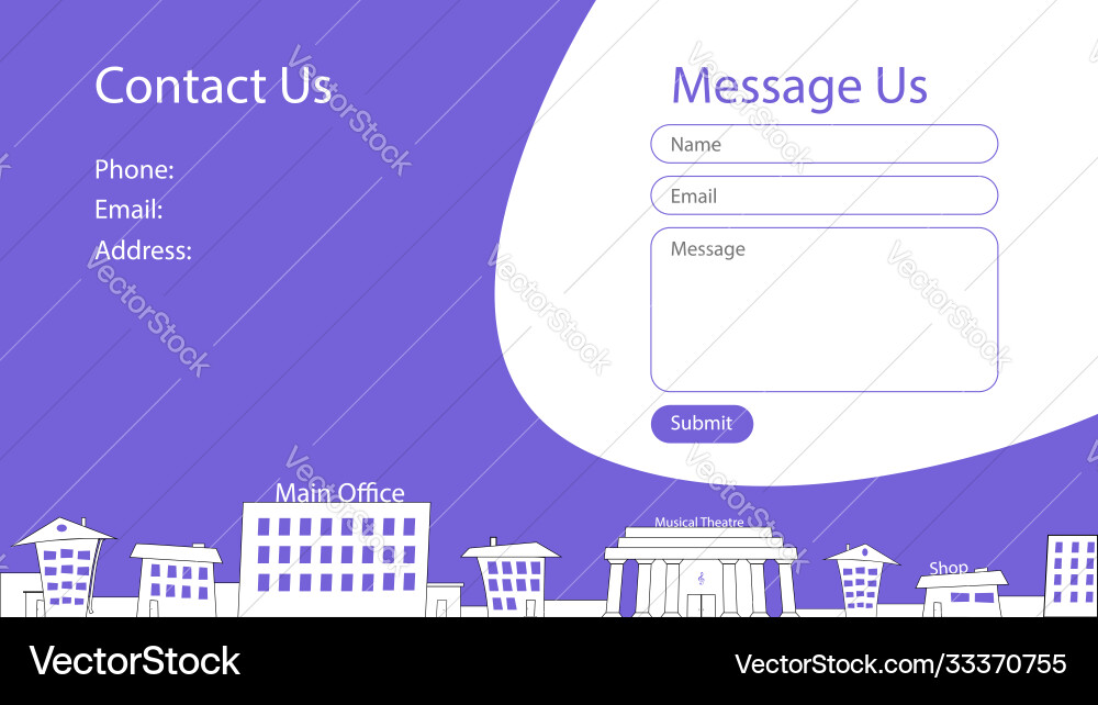 Contact screen concept for website with cartoon Vector Image