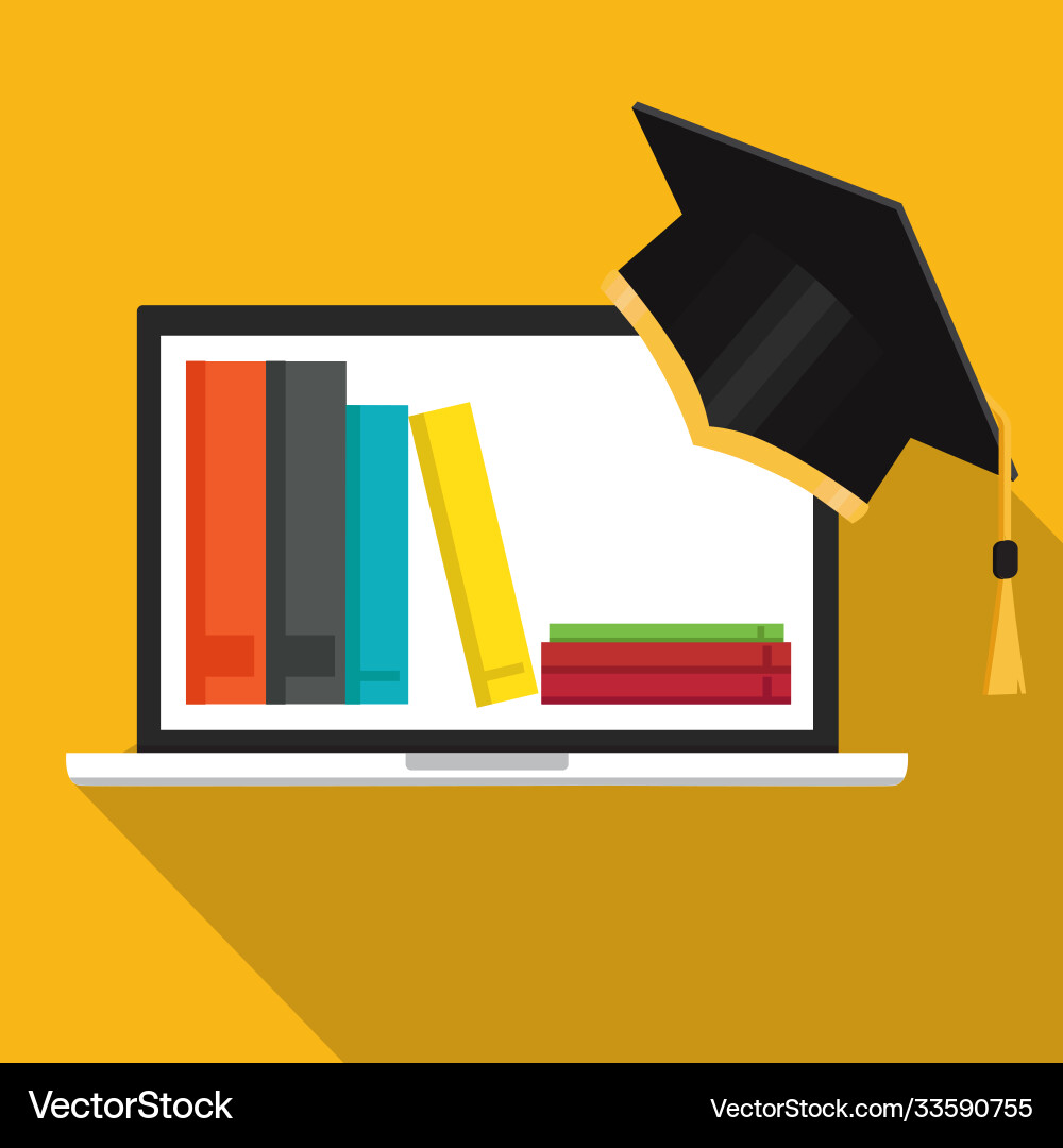 Distance education graduation and online learning Vector Image