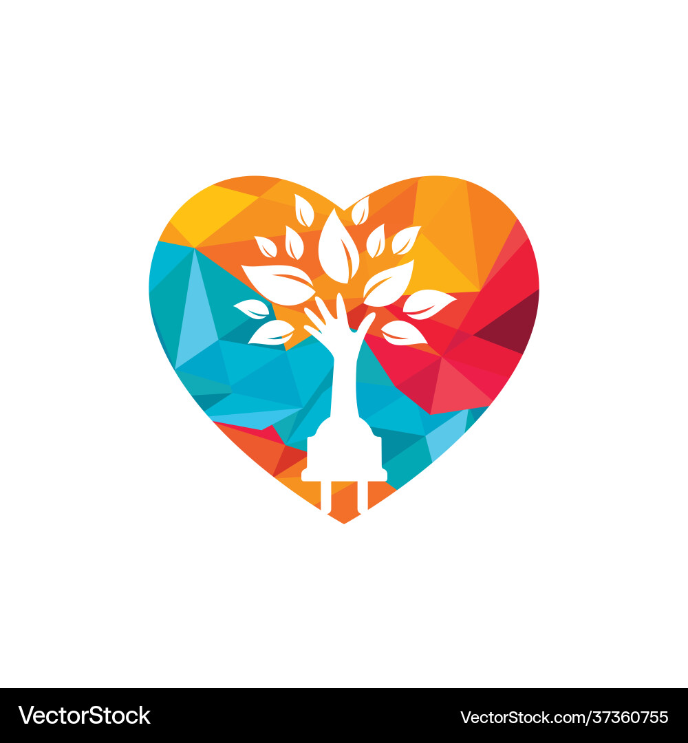 Electric cord and hand tree logo design Royalty Free Vector