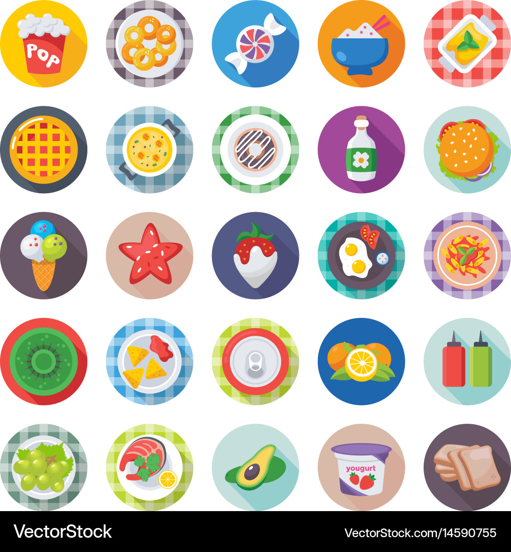 Food flat icons 8 Royalty Free Vector Image - VectorStock