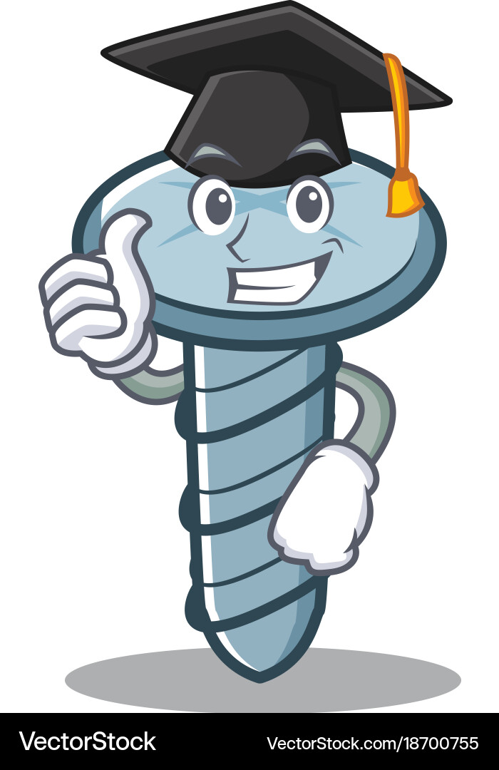 Graduation screw character cartoon style Vector Image