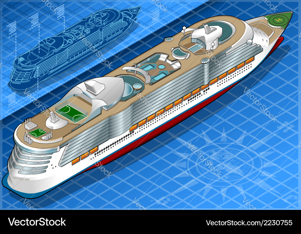 Isometric Cruise Ship in Rear View Royalty Free Vector Image