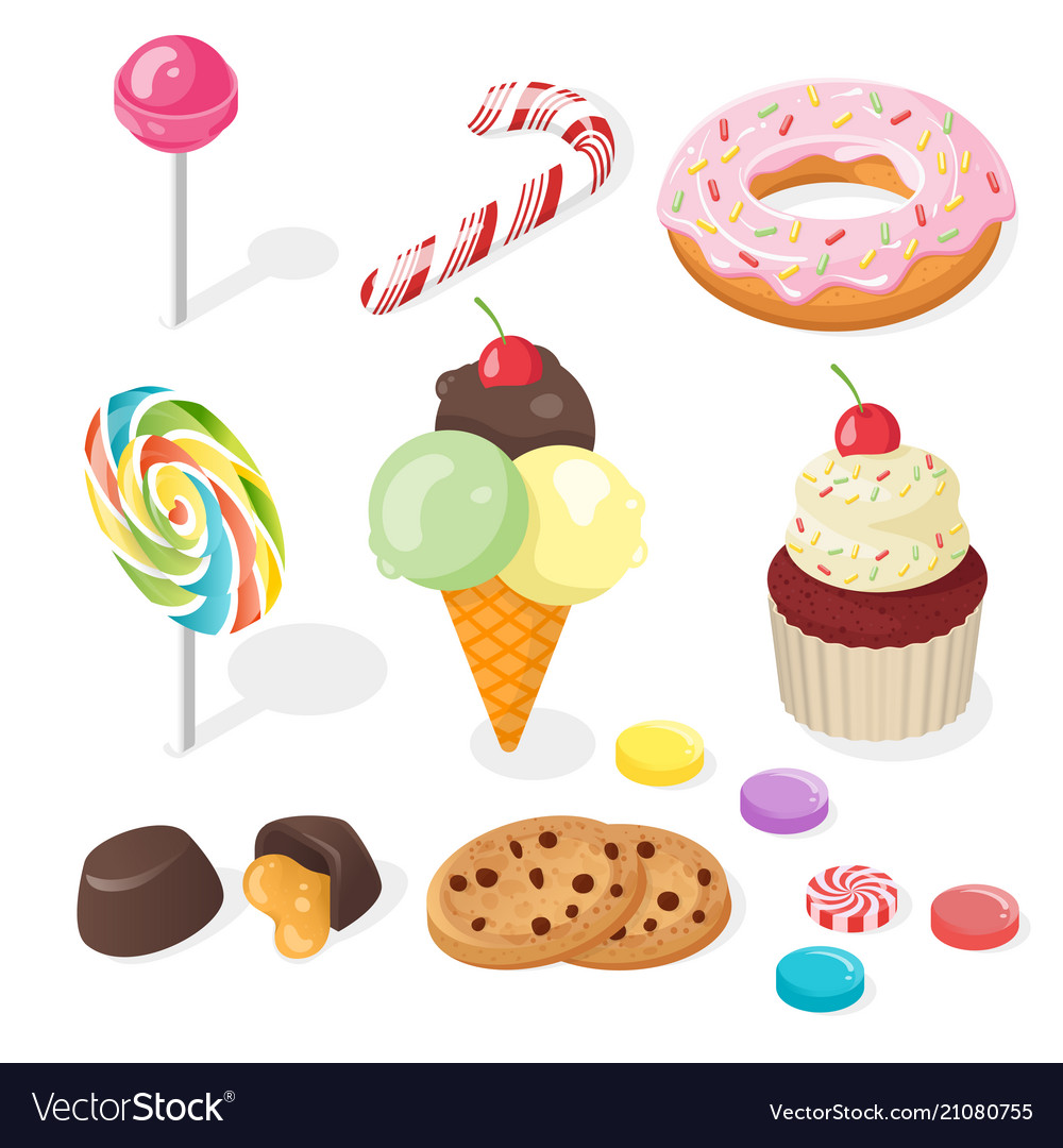 Isometric sweets Royalty Free Vector Image - VectorStock
