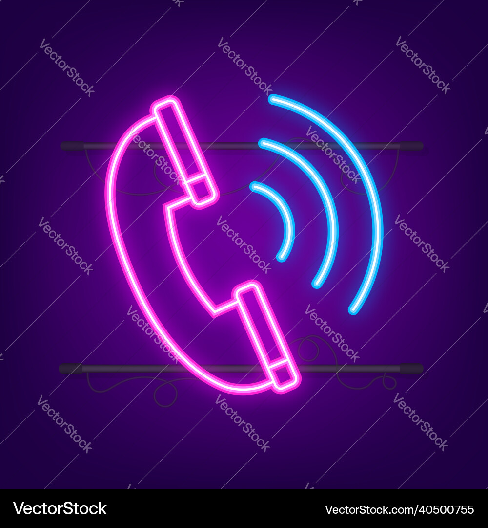 Neon phone communication icon stock Royalty Free Vector