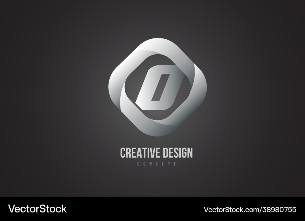 O grey black alphabet letter logo icon creative Vector Image