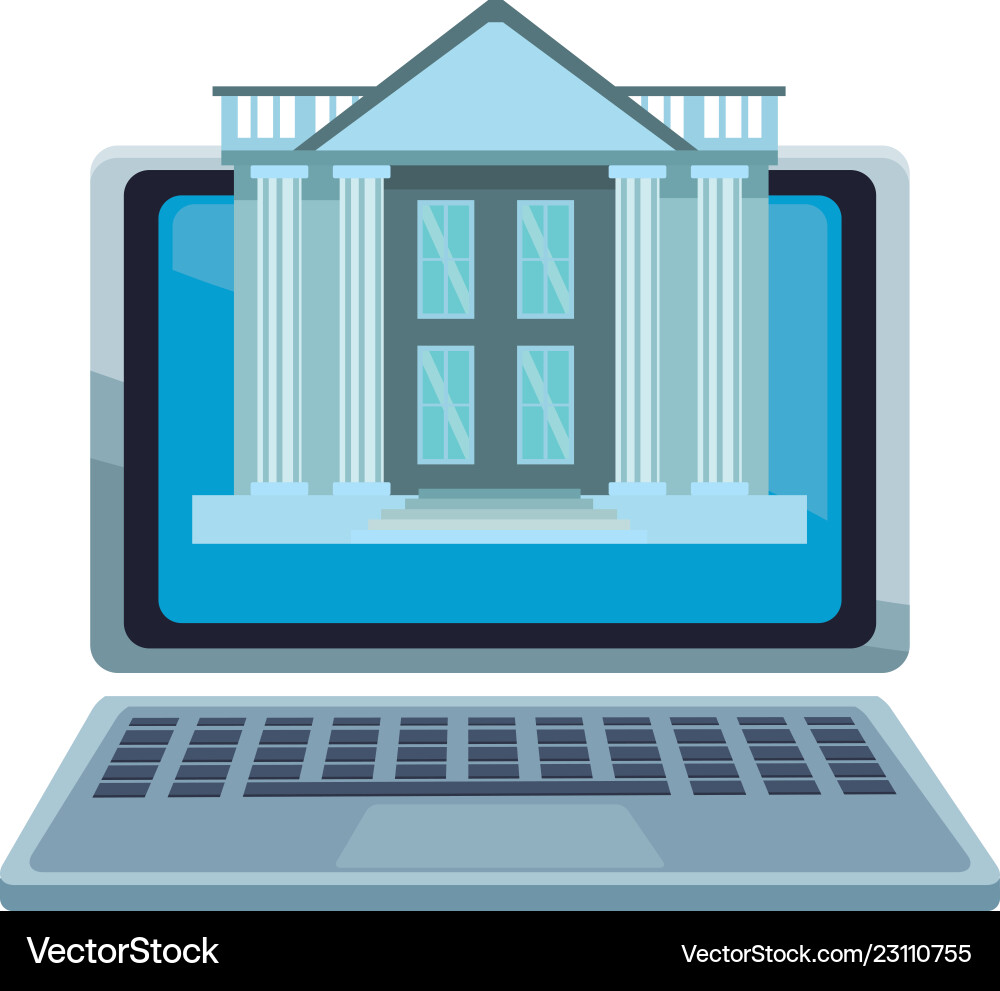 Online bank from laptop Royalty Free Vector Image