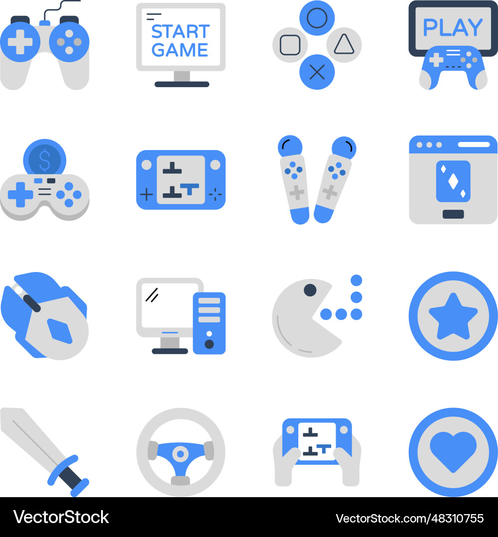 Pack of gaming flat icons Royalty Free Vector Image