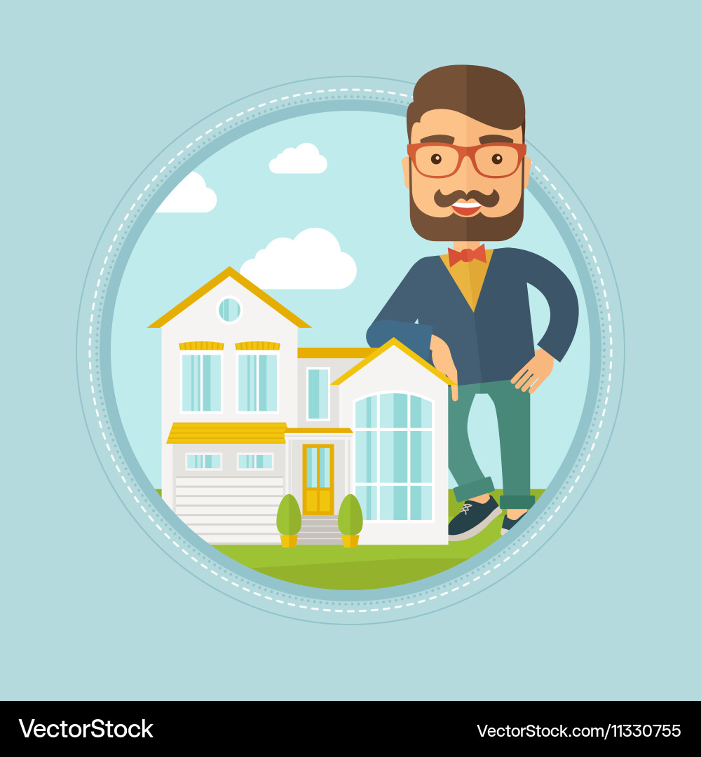 Real estate agent offering house Royalty Free Vector Image