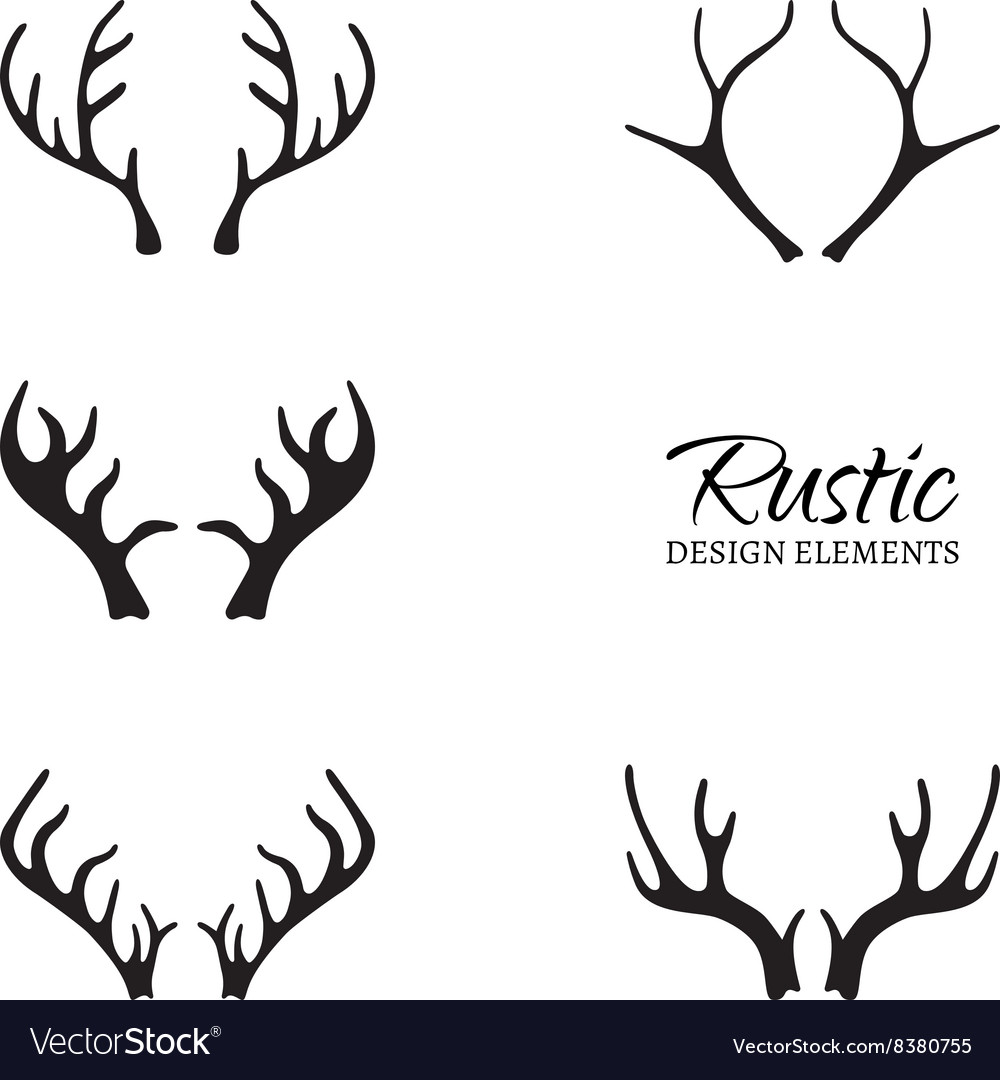 Rustic antler set Royalty Free Vector Image - VectorStock