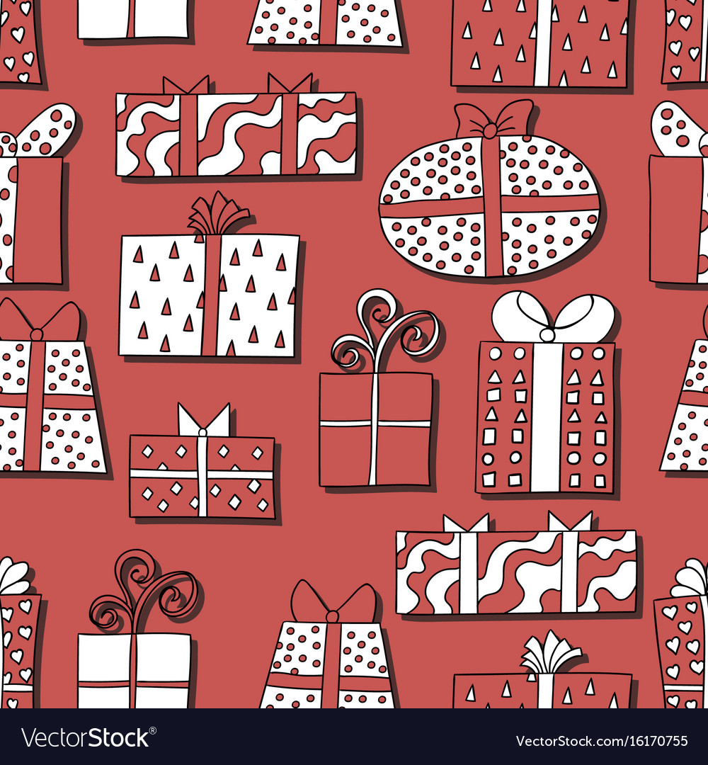 Seamless pattern with cute colored gift boxes Vector Image