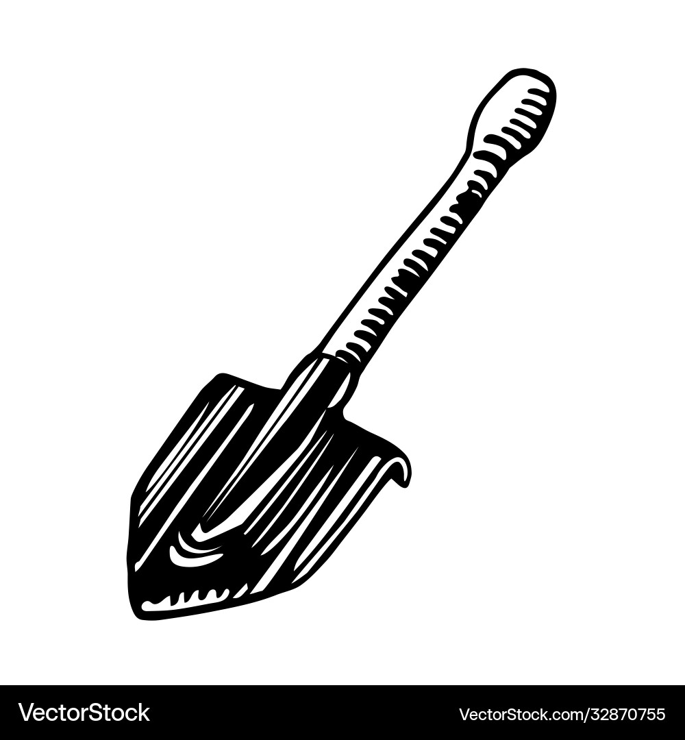 Short bayonet sapper shovel logo emblem Royalty Free Vector