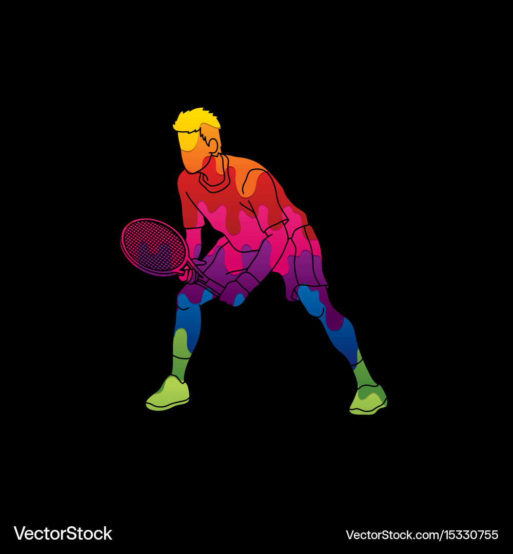 Tennis player action man play Royalty Free Vector Image