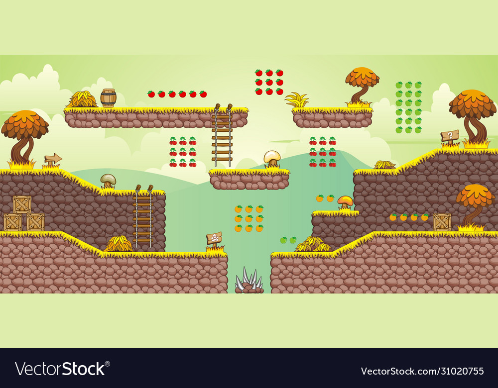 Tile set platform for game 3 Royalty Free Vector Image