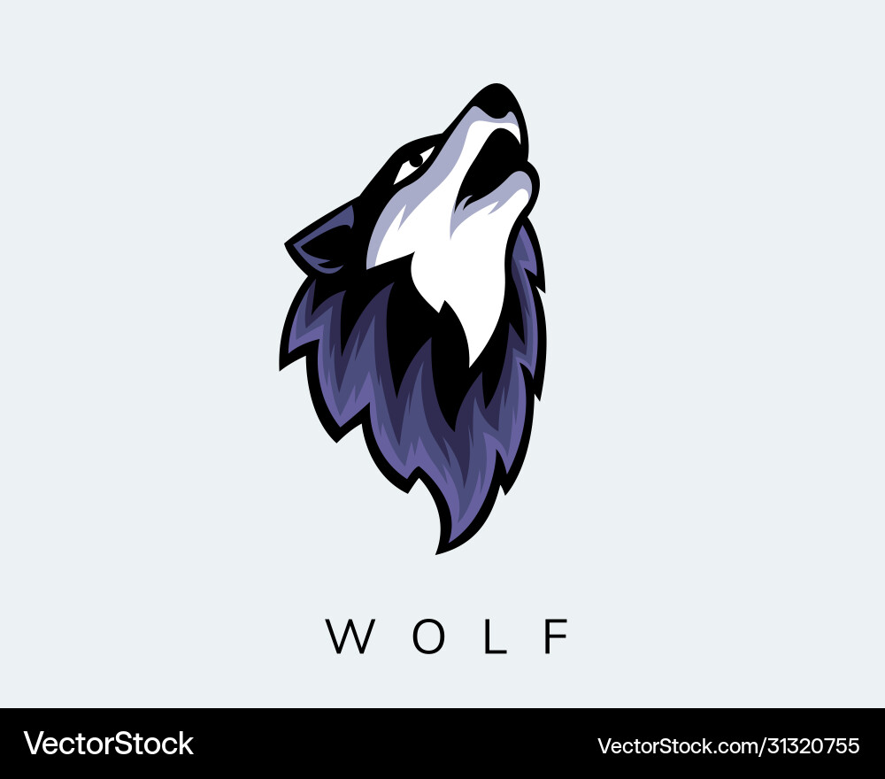 Wolf open mouth loosened art front view e-sport Vector Image