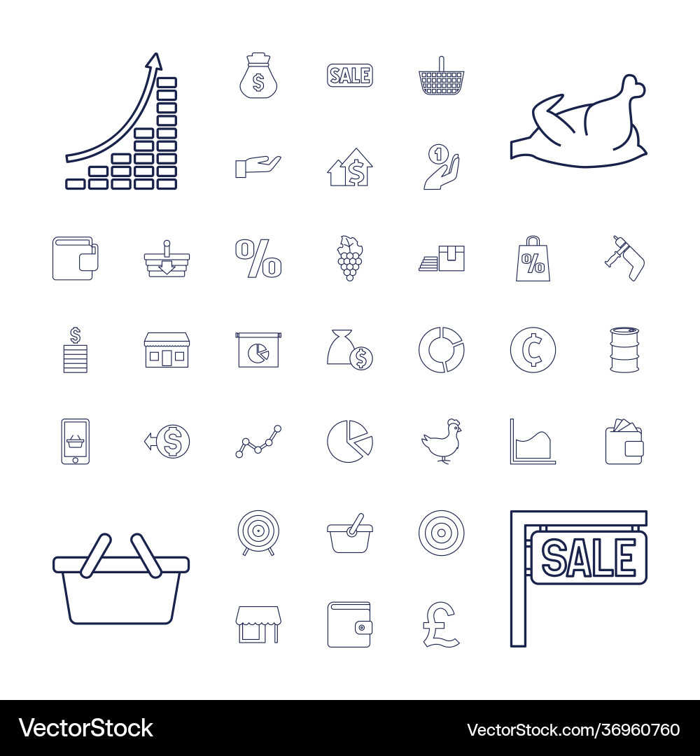 37 market icons Royalty Free Vector Image - VectorStock