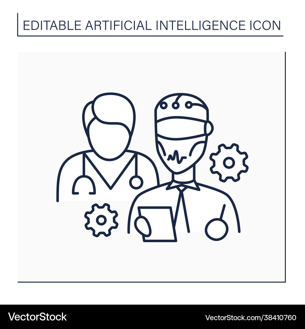 Ai in medicine line icon Royalty Free Vector Image