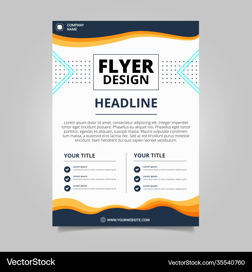 Blue and white wavy business flyer template Vector Image