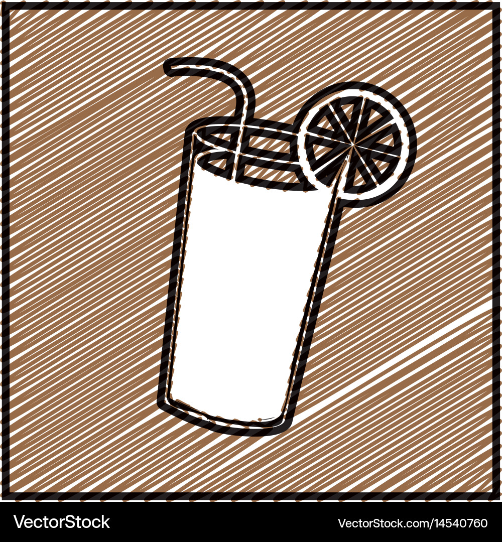 Color pencil drawing square frame with cocktail Vector Image