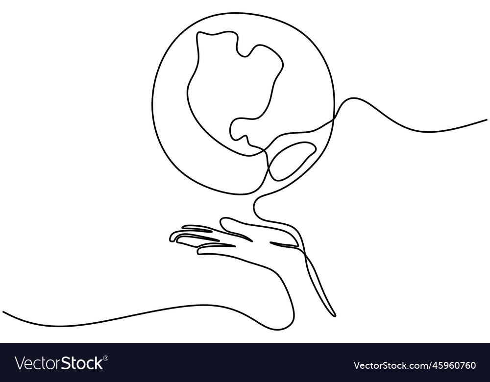 Continuous one line drawing of hands holding Vector Image