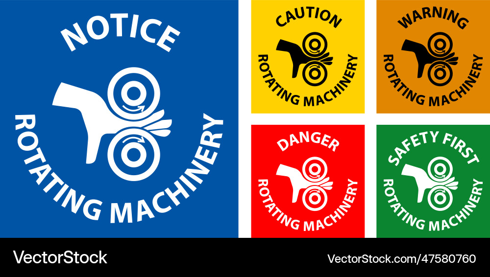 Danger sign rotating machinery keep hands away Vector Image