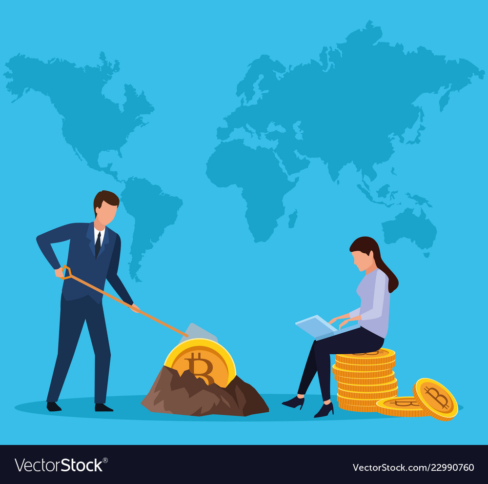 Digital mining bitcoin Royalty Free Vector Image